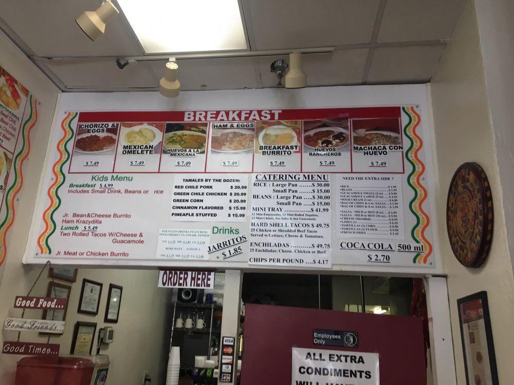 Menu at Christina's Authentic Mexican restaurant, Mesa