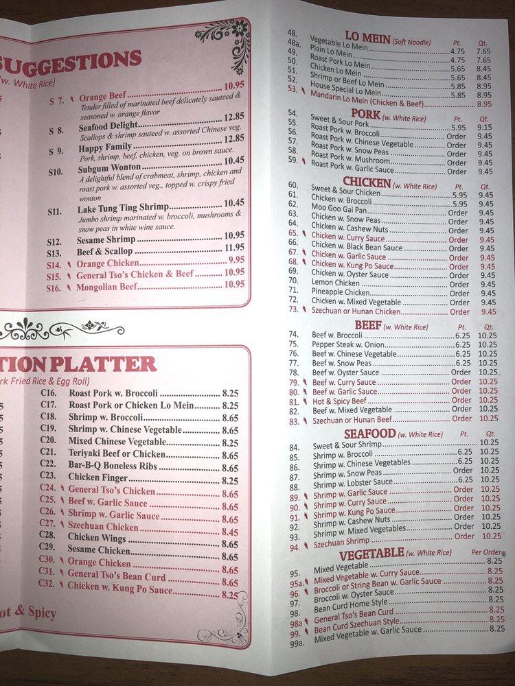 Menu at Diamond Chinese Restaurant, East Lyme