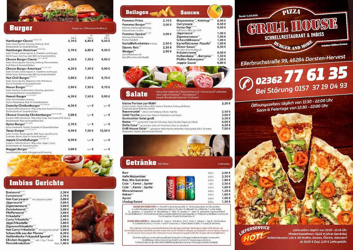 Menu at GRILL HOUSE pizzeria, Dorsten, Ellerbruchstraße 99