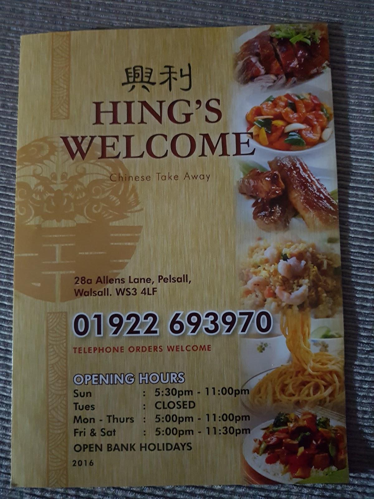 Menu at Hings Welcome fast food, Walsall