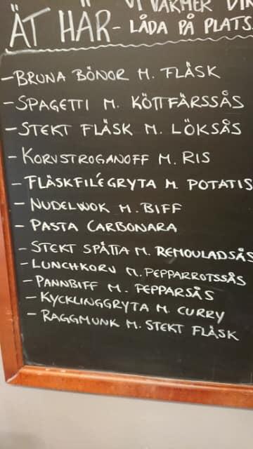Menu at Holken restaurant, Östhammar