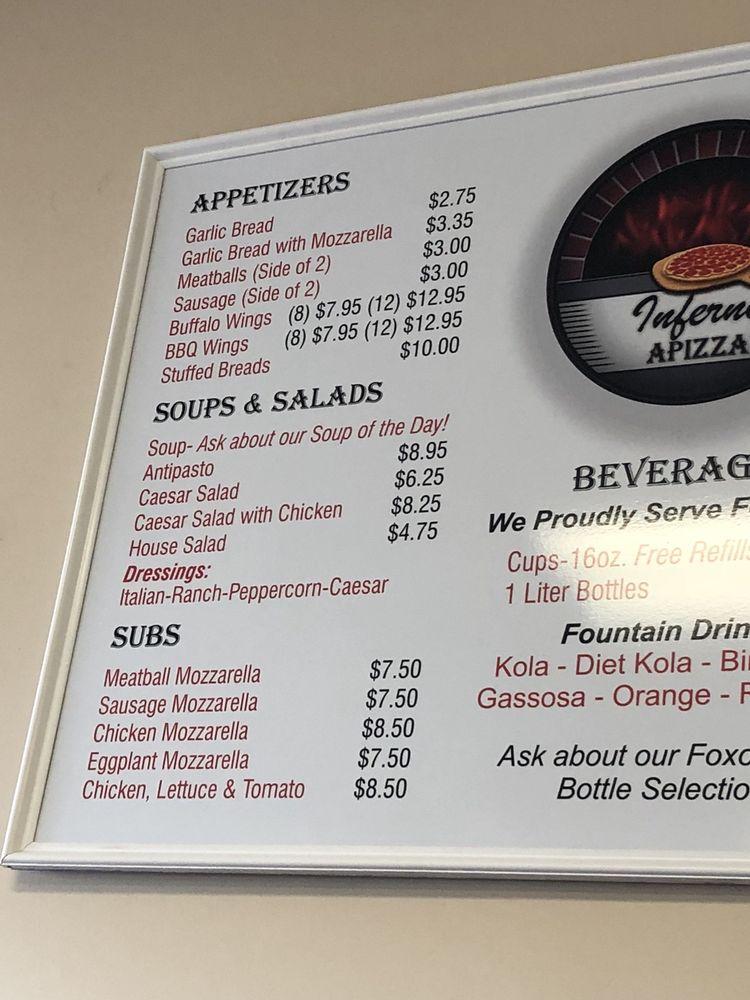 Menu at Inferno Apizza pizzeria, North Haven