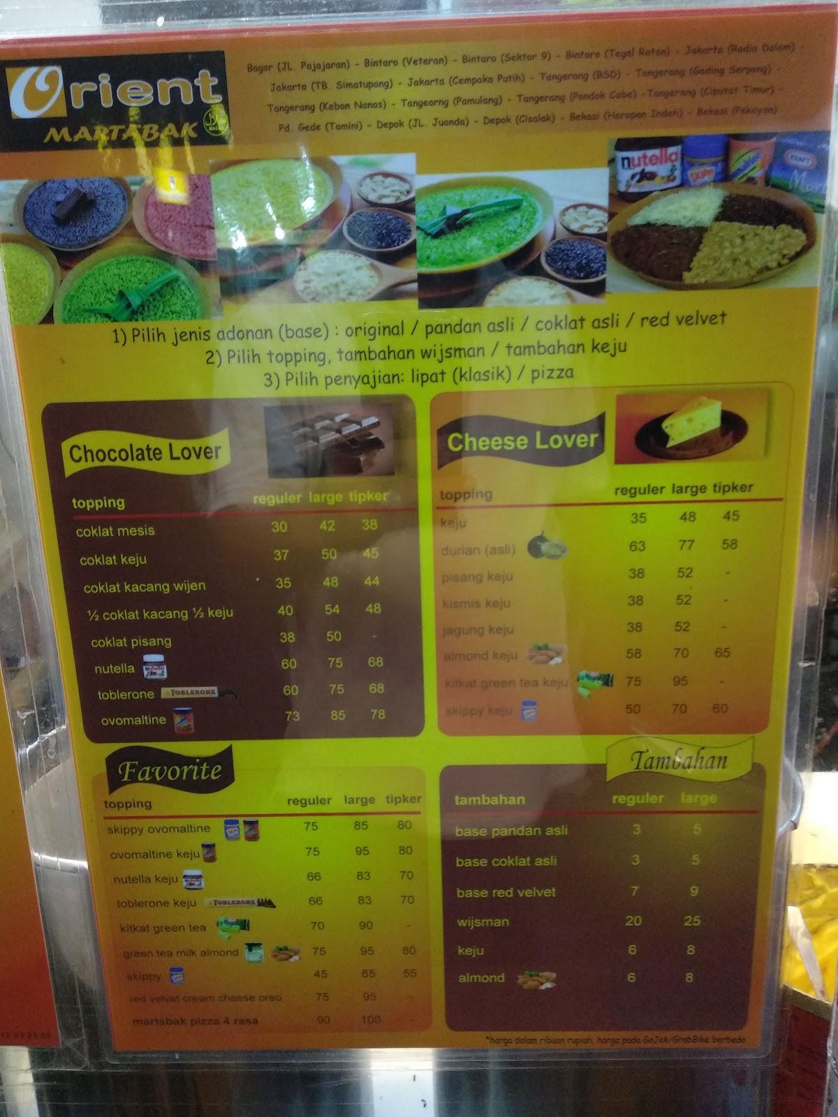 Menu at La Chocolate Cheese Condet restaurant, East Jakarta