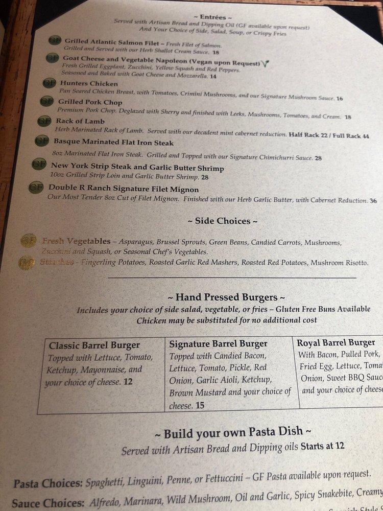Menu at Oak Barrel of Eagle Restaurant and Lounge, Eagle
