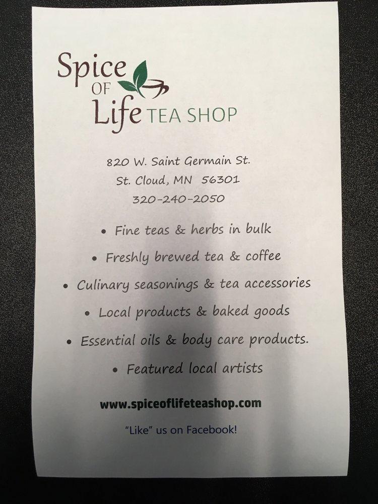 Menu at Spice Of Life Tea Shop, St. Cloud