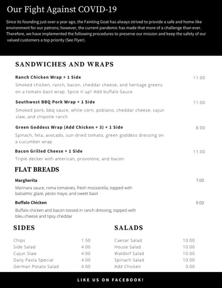 Menu at THE FAINTING GO pub & bar, Breese