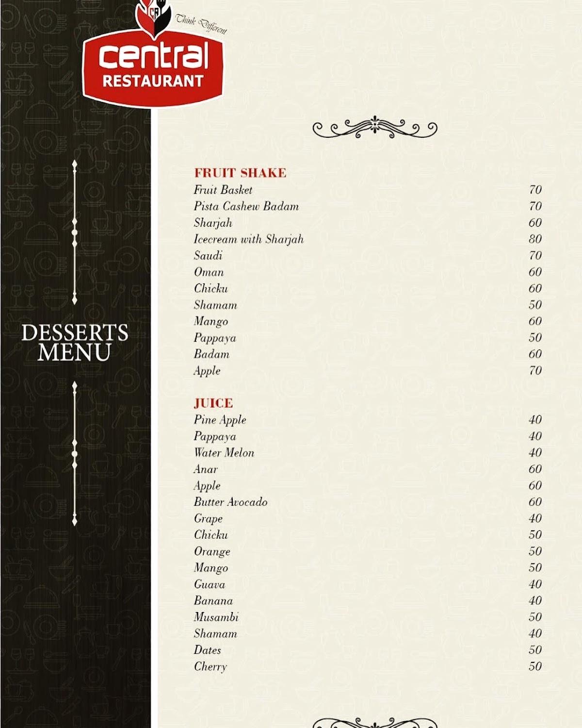 Menu at The Milestone Restaurant, Ramanattukara