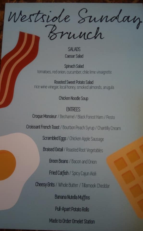 Menu at The Westside Bistro restaurant, North Las Vegas