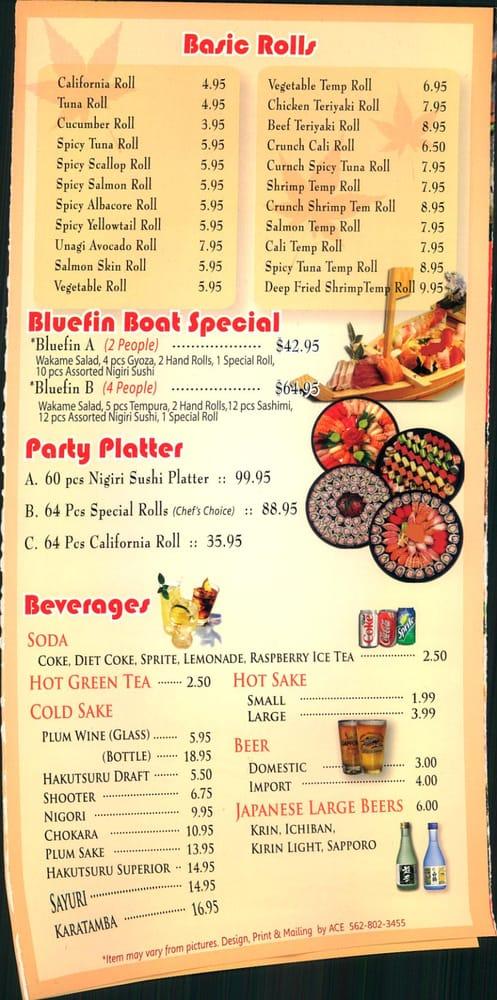 Menu at Blue Fin Sushi & Grill restaurant, Yuma