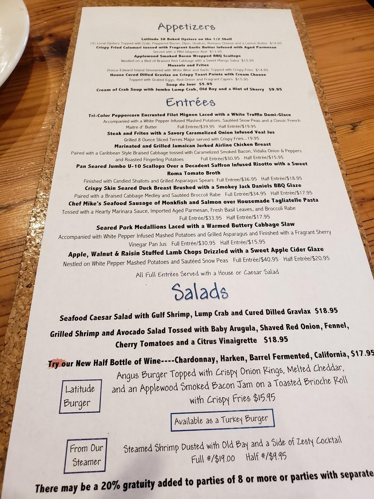 Menu at Latitude 38 pub & bar, Oxford
