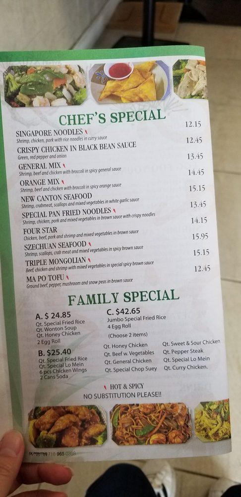 Menu at New Canton restaurant, Miami