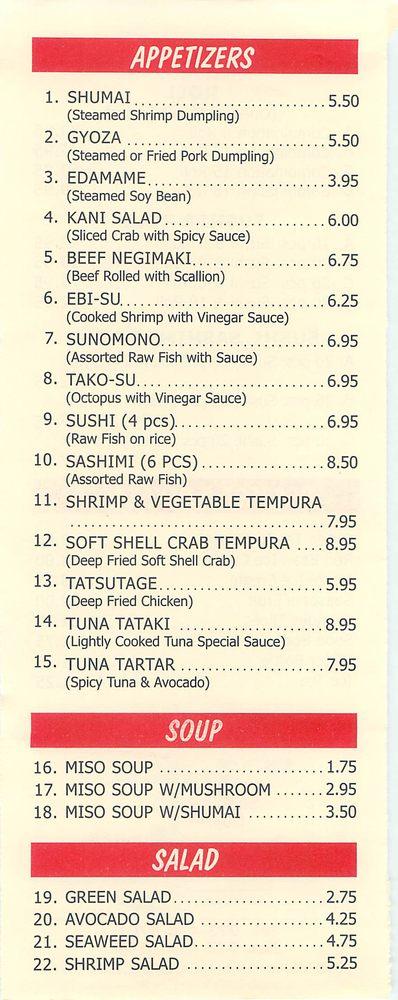Menu at Sushi Boy Japanese restaurant, Garfield