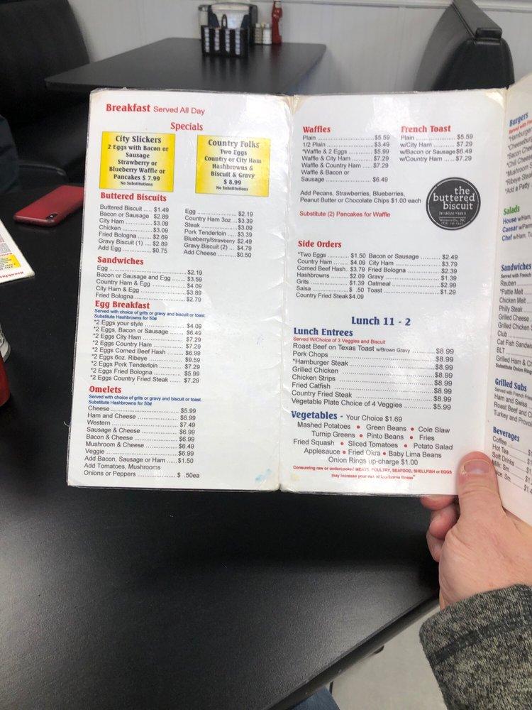 Menu at The Buttered Biscuit restaurant, Waynesville