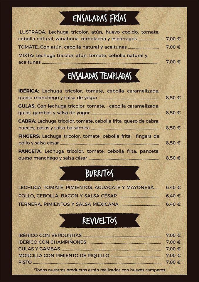 Menu at Cafetería "Café Iliada", Vitoria-Gasteiz