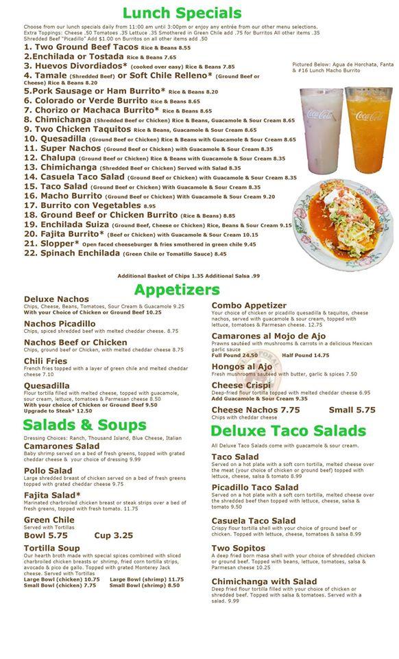Menu at El Caporal Family Mexican Restaurant, Cañon City, Main St