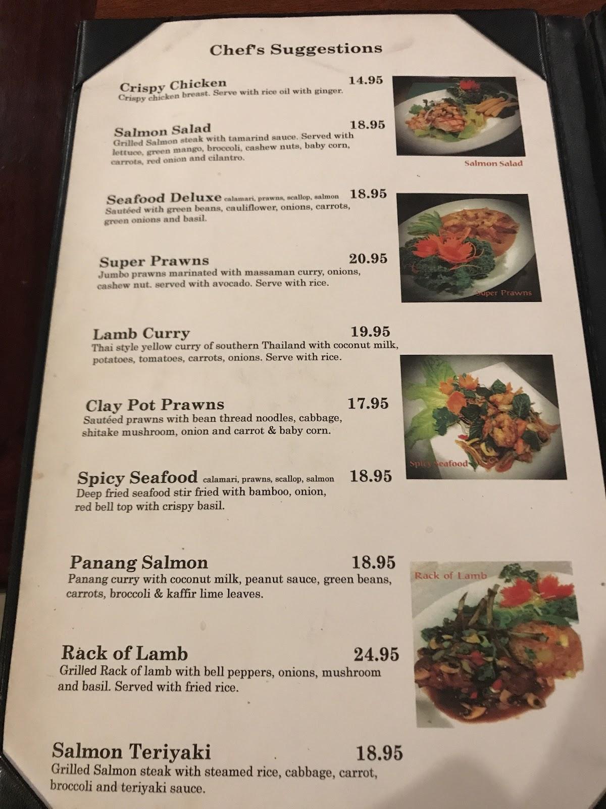 Menu at Thai Kitchen Restaurant, Napa, Trancas St