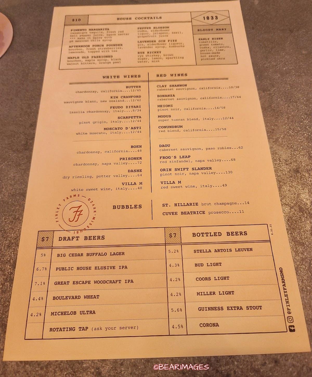 Menu at The Ozark Mill Restaurant at Finley Farms, Ozark