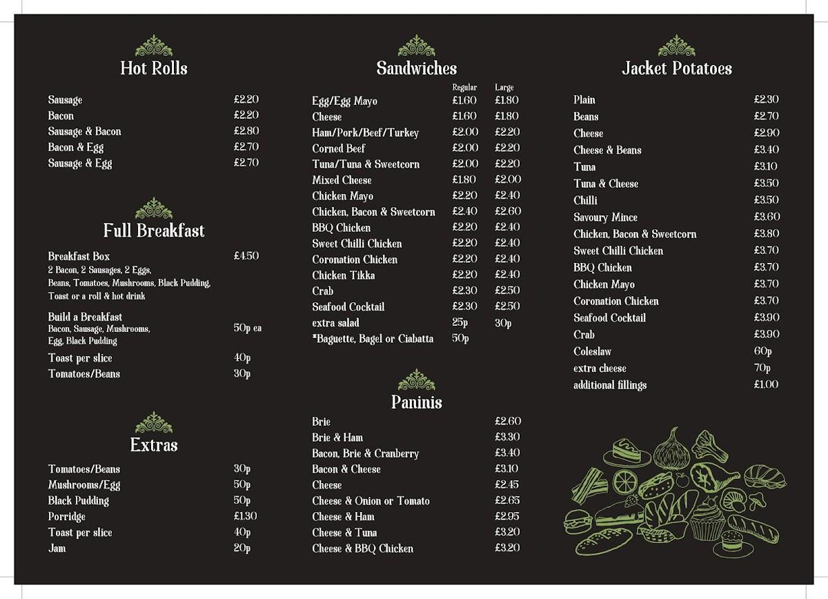 Menu at The Salad Bar & Sandwich Shop Retford, Retford