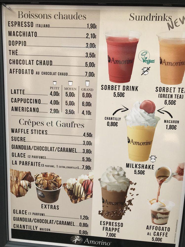 Menu at Amorino restaurant, Nice