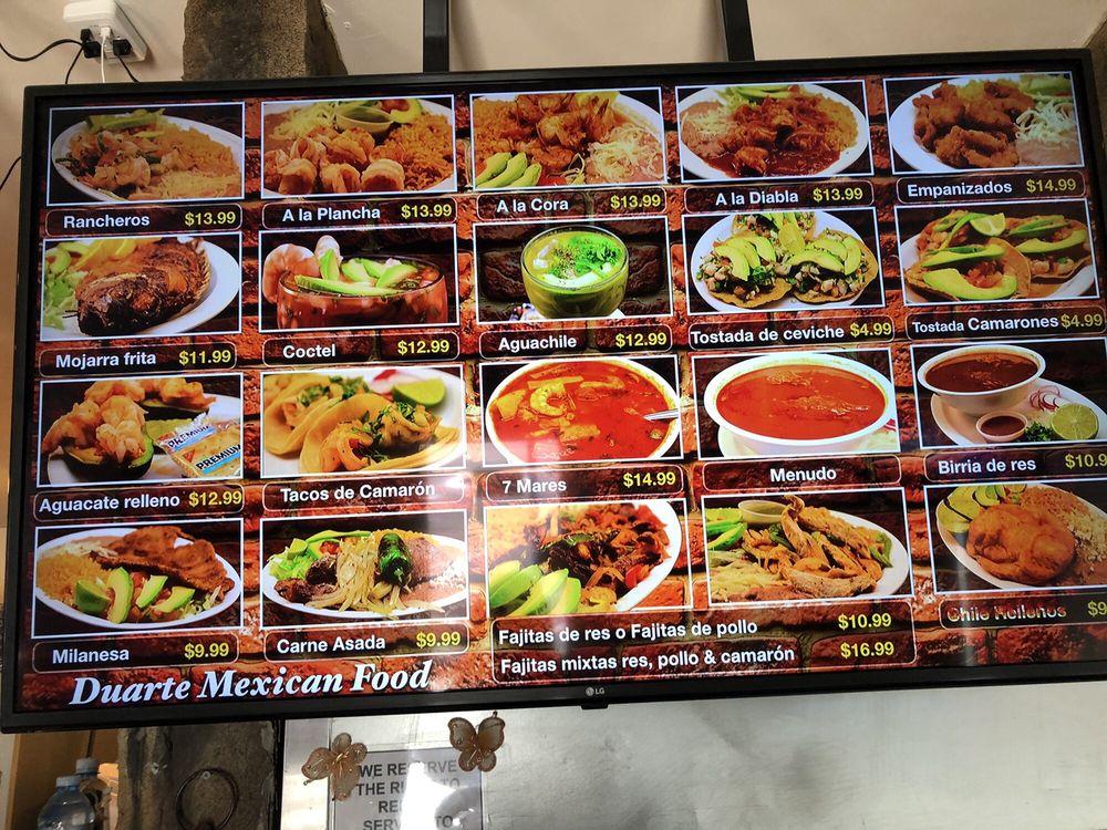 Menu at Duarte Mexican Food restaurant, Yuba City