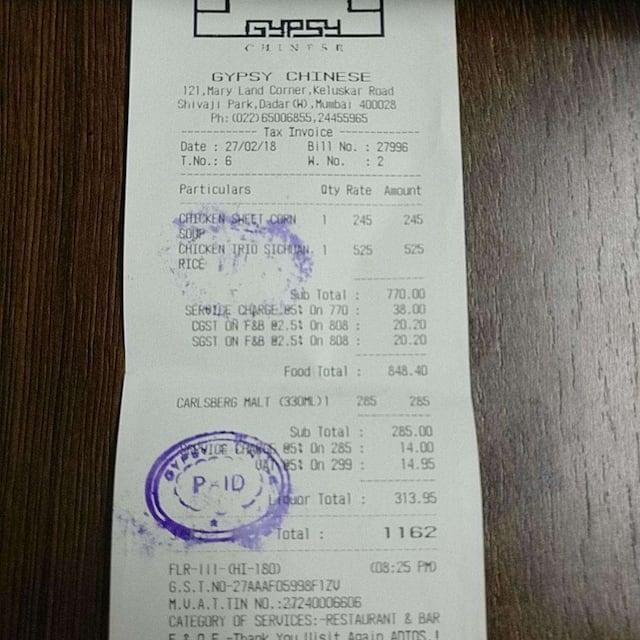 Menu at Gypsy CORNER, Mumbai