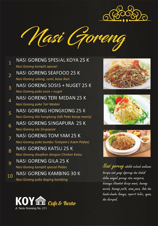 Menu at Koya Cafe & Resto, Soreang, Jl. Raya Soreang-Ciwidey No.211