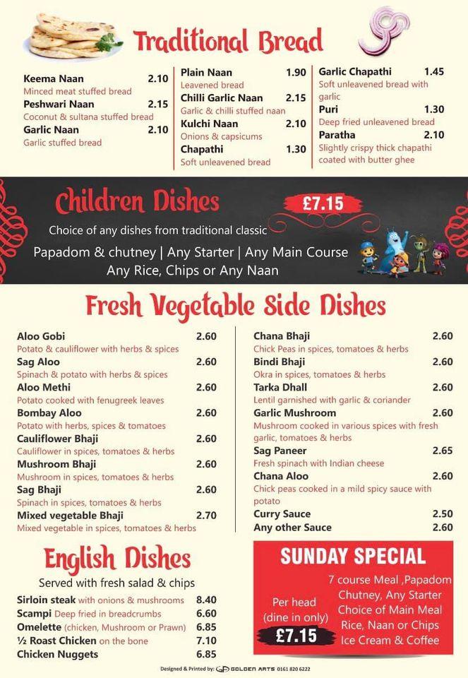 Menu at Maha Indian Cuisine restaurant, Hyde