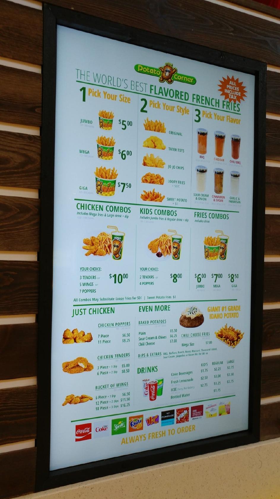 Menu at Potato Corner fast food, Chandler, W Chandler Blvd