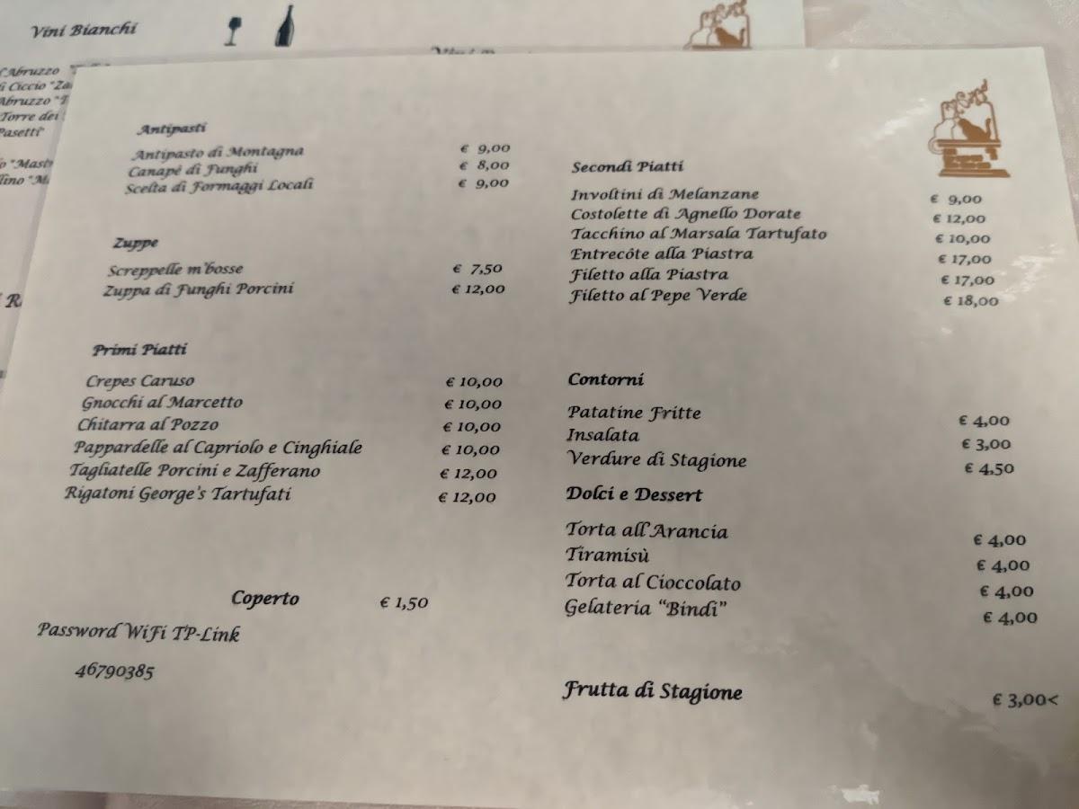 Speisekarte von Ristorante Il Pozzo, Ovindoli