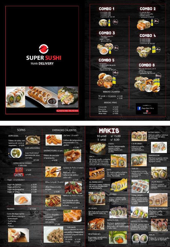 Menu at Super Sushi.Peru restaurant, San Juan de Miraflores
