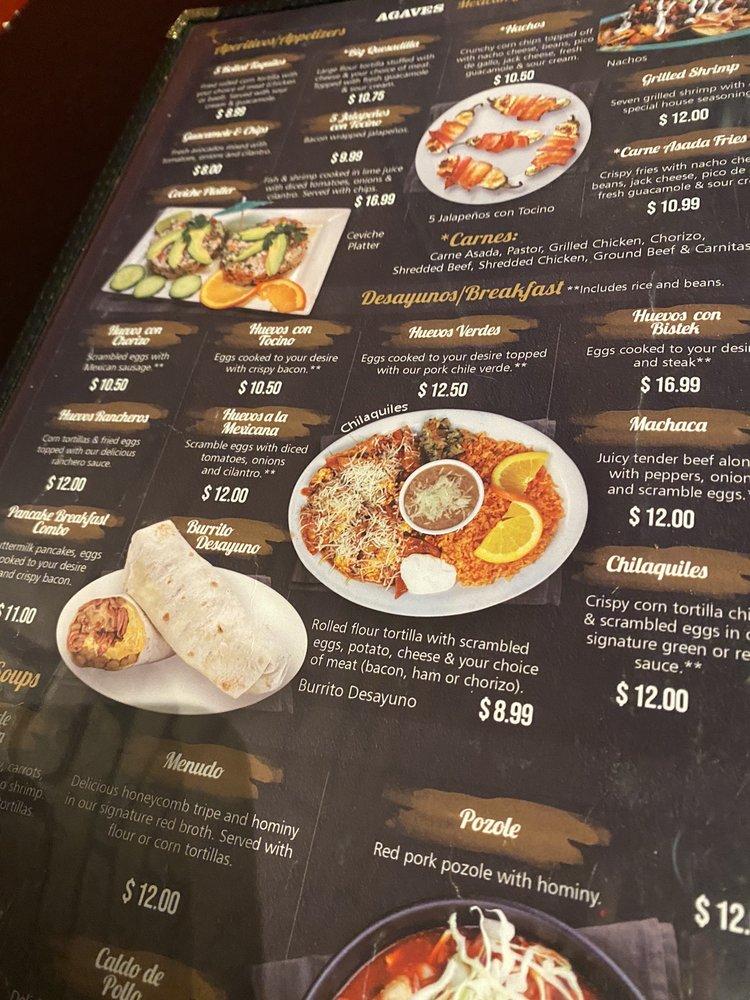 Menu at Agaves Mexican Grill restaurant, Merced