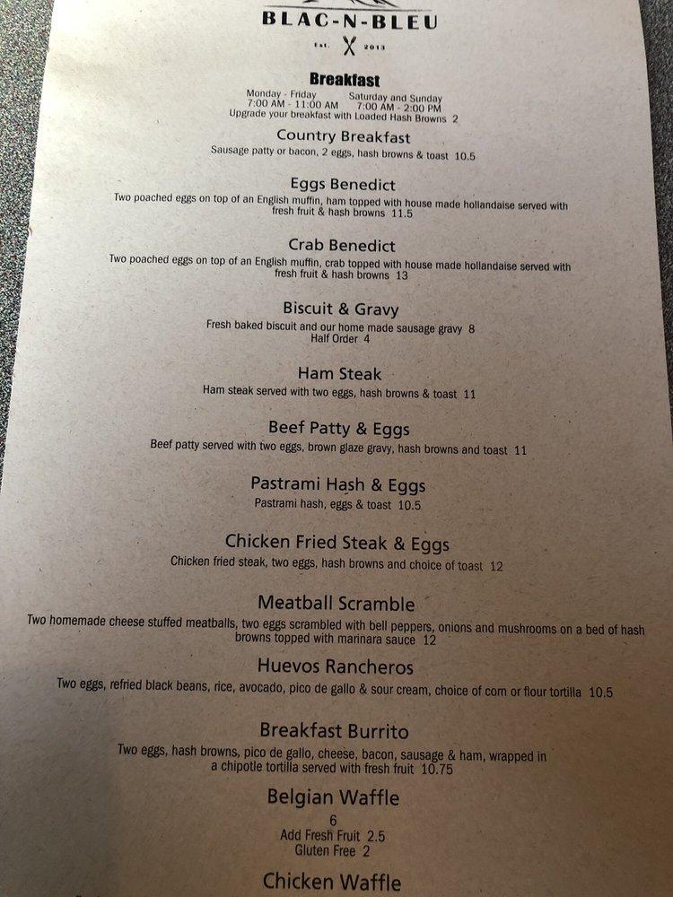 Menu at Blac-N-Bleu Bistro BBQ, Roseburg
