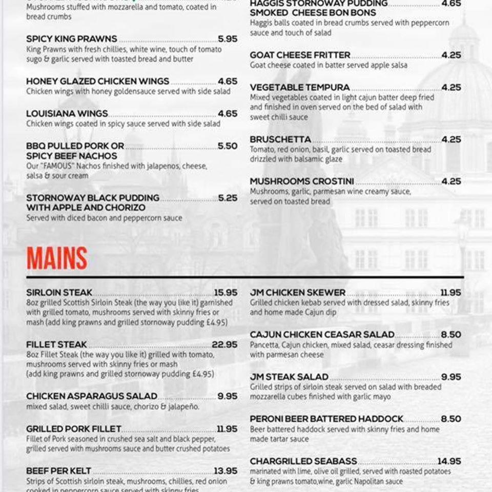 Menu at Jist Misto restaurant, Glasgow