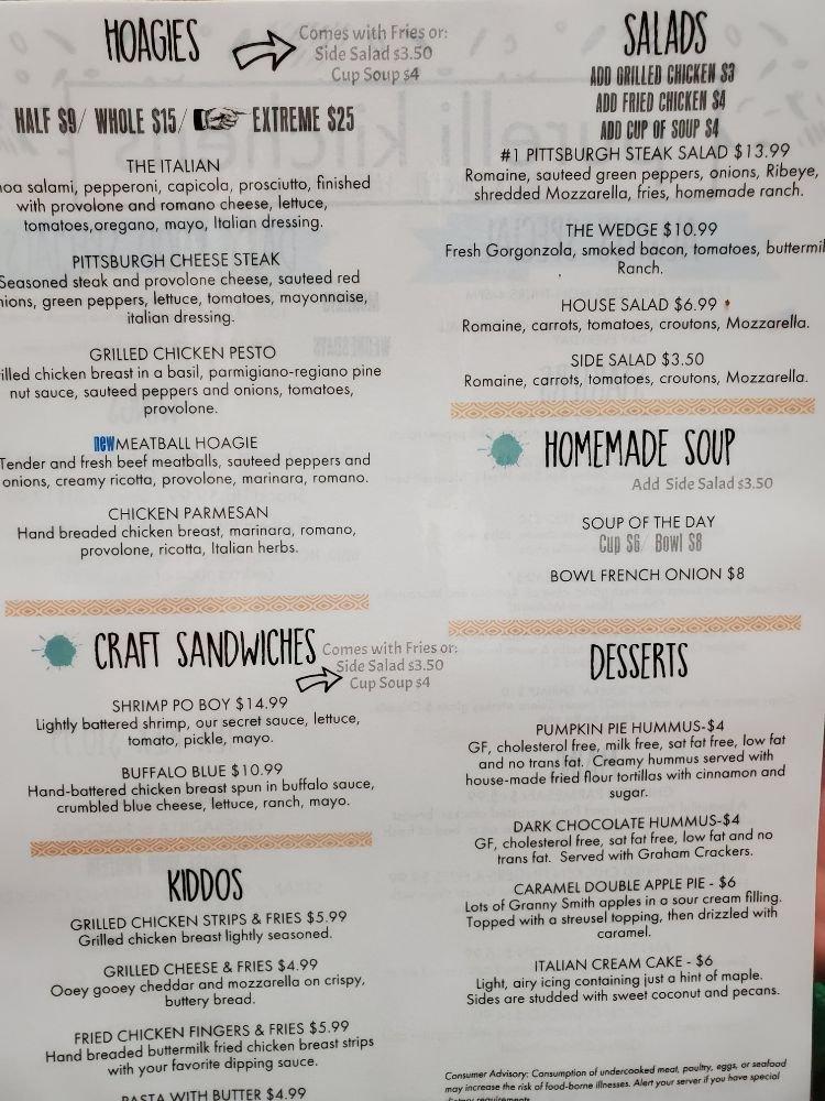 Menu at Purelli Kitchens, Carmel