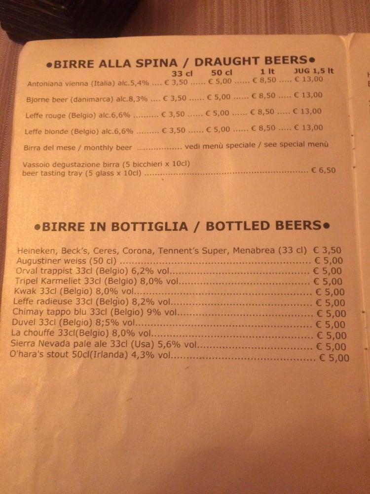 Menu da Samarcanda ristorante, Somma Lombardo