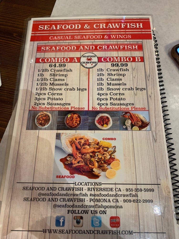 Menu at Seafood and Crawfish restaurant, Pomona