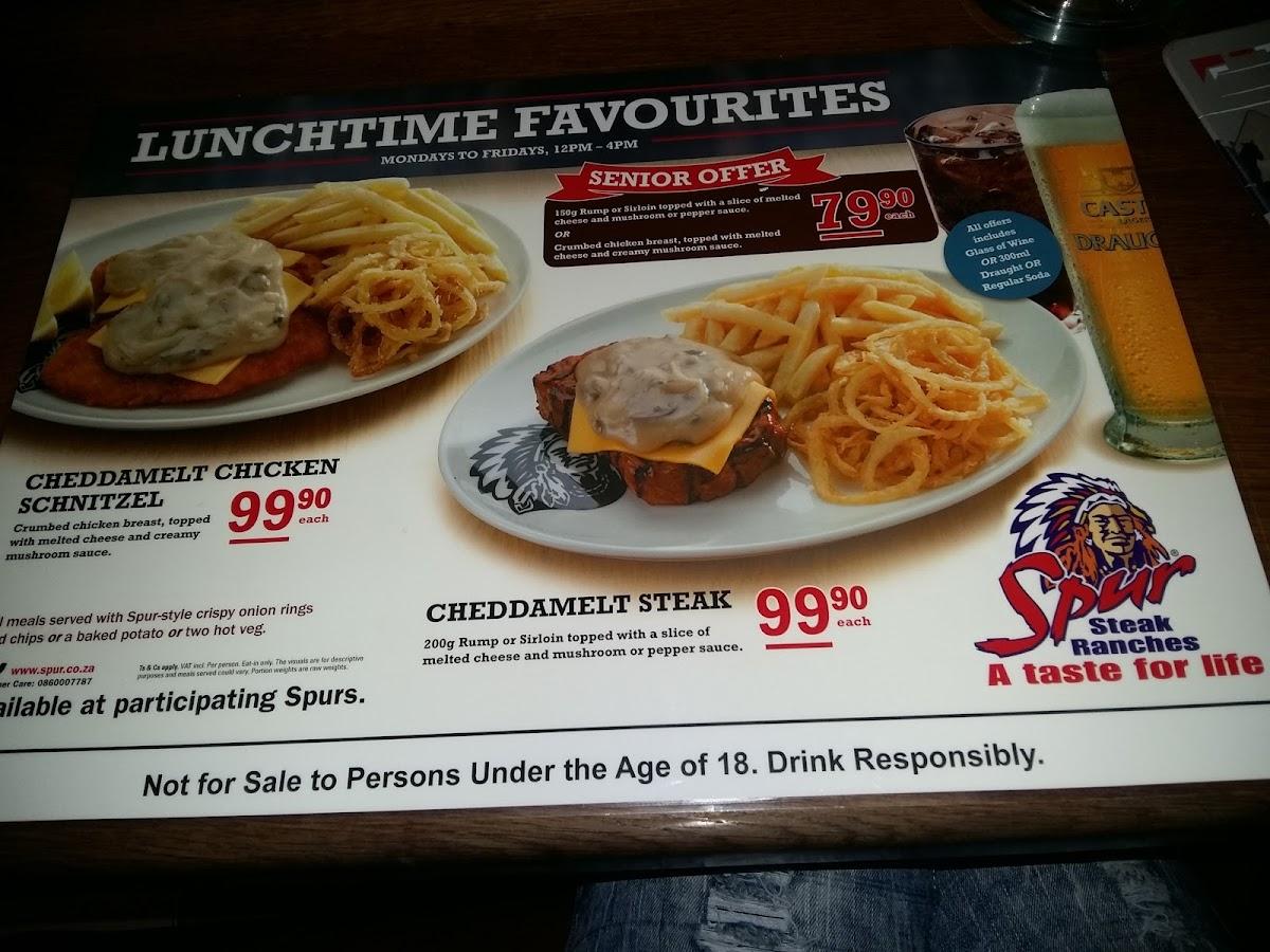 Speisekarte von Silver Cloud Spur Steak Ranch restaurant, Port Elizabeth