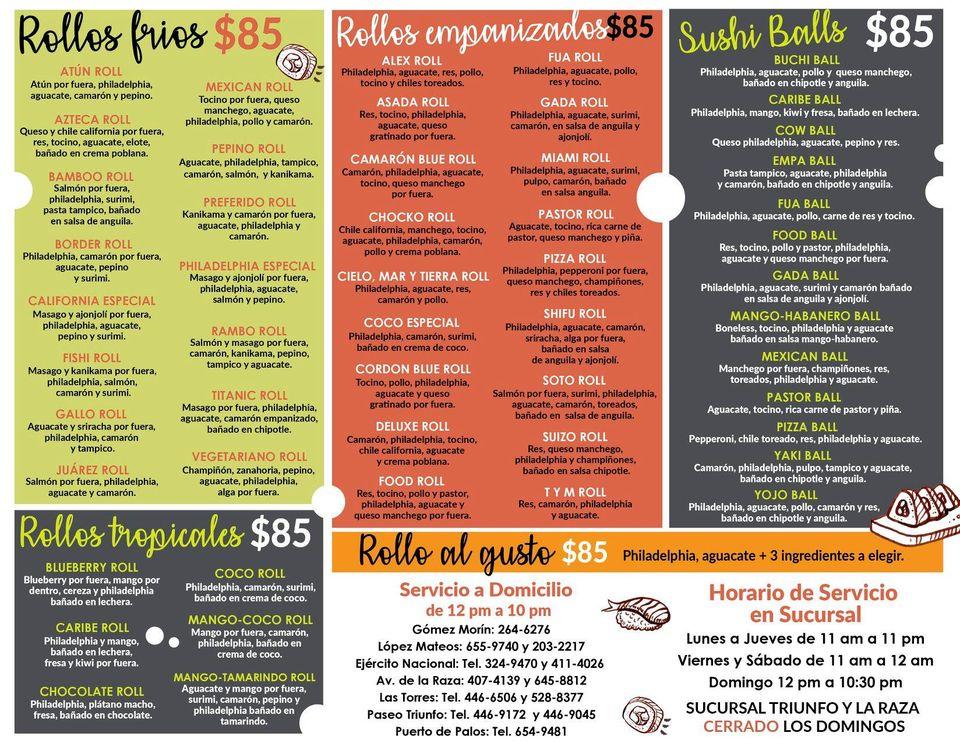 Carta del restaurante Sushi-Gada, Ciudad Juarez, Av. Ejército Nacional 7450