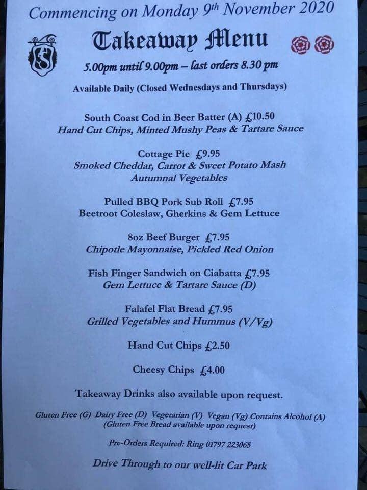 Carta del pub y bar The Mermaid Inn, Rye