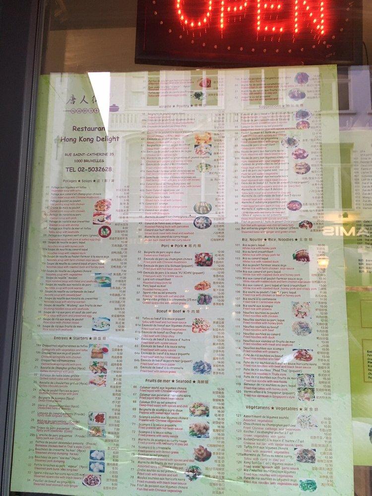 Menu at Hong Kong Delight, Brussels