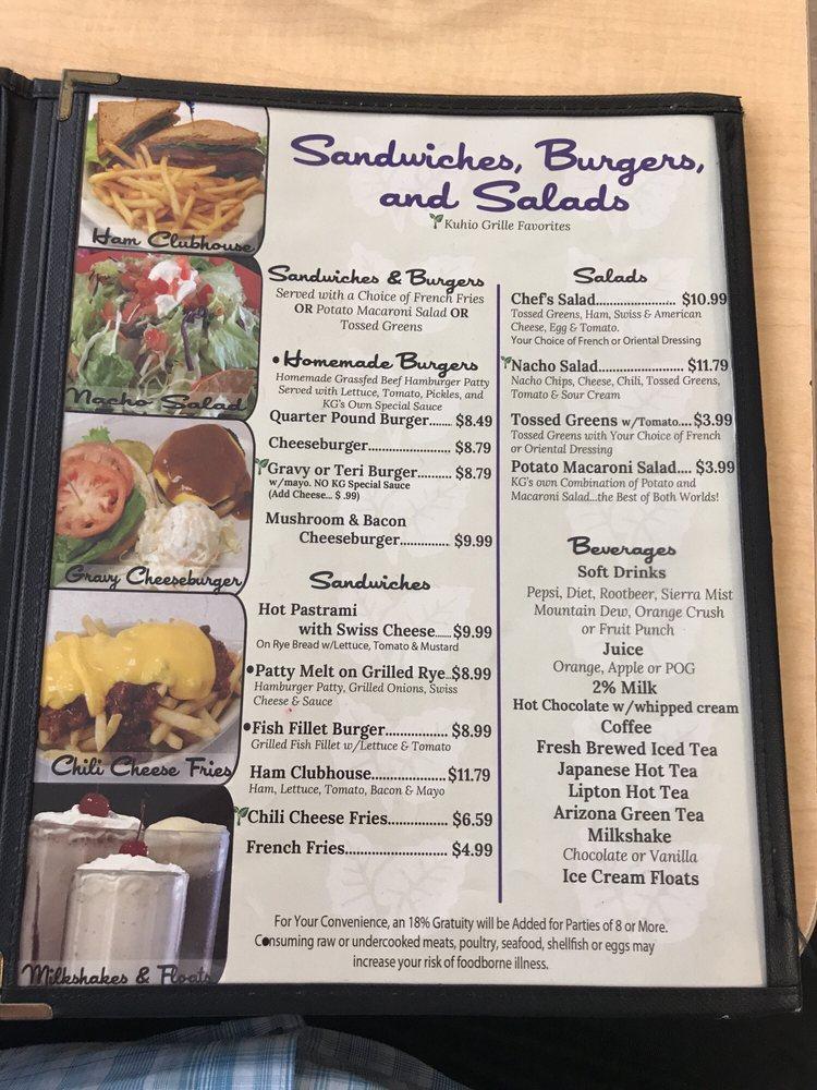 Menu at Kuhio Grille - Home Of The Famous 1lb Laulau restaurant, Hilo ...