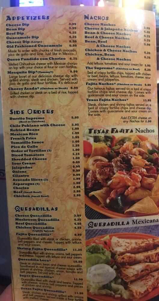 Menu at Mesquite Mexican Grill and Bar, Locust Grove
