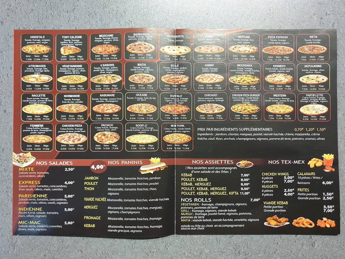 Menu au Pronto Pizza Kebab restaurant, La Fère
