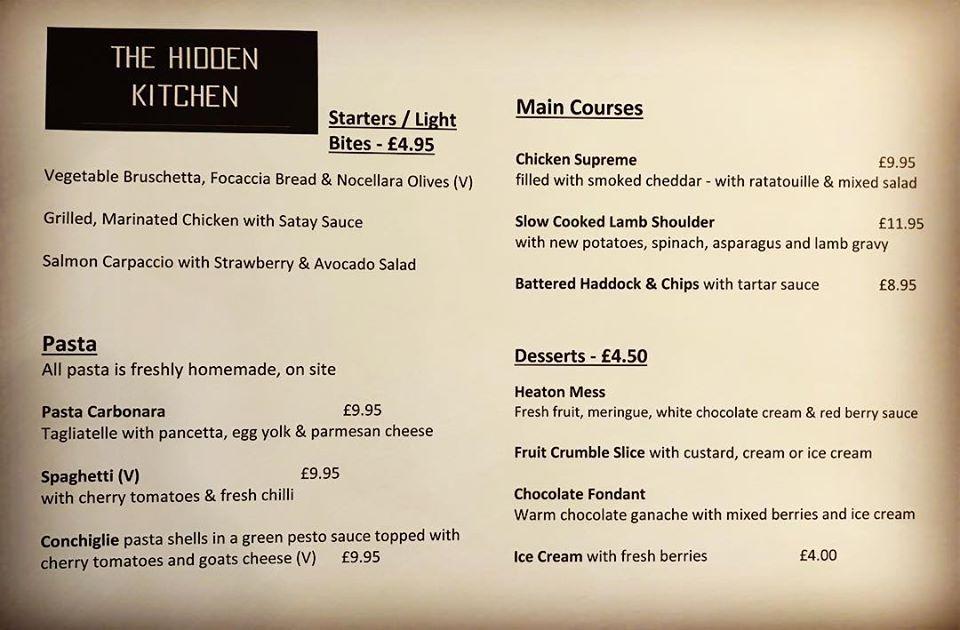 Menu at The Hidden Kitchen restaurant, Bradford