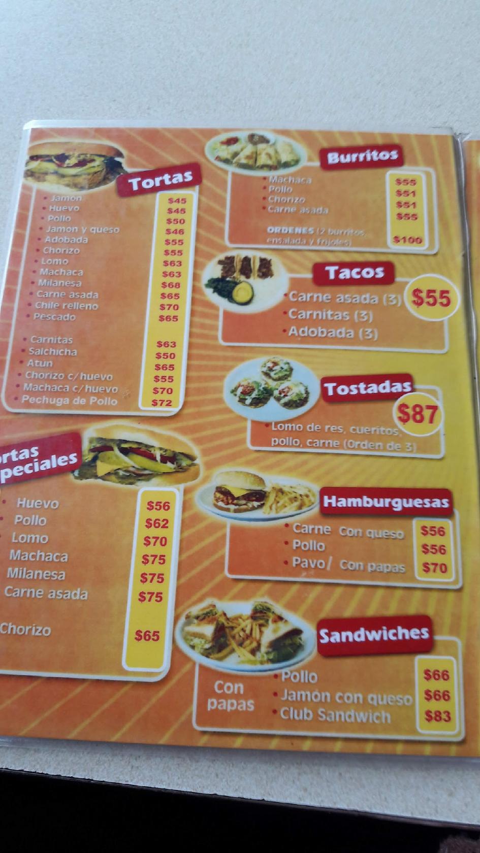 Carta del restaurante Tortas Javier, Tijuana, Blvd. Cuauhtémoc Nte.