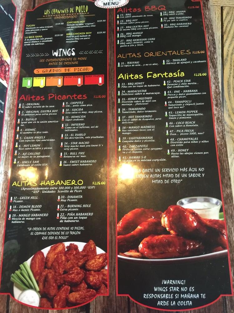 Menu at Wing's Star fast food, Naucalpan, Blvd. de la Sta. Cruz 166