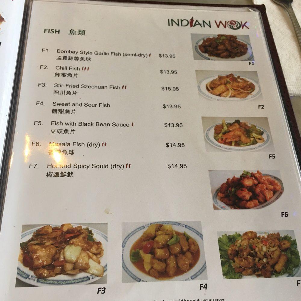 Menu at Indian Wok restaurant, Burnaby