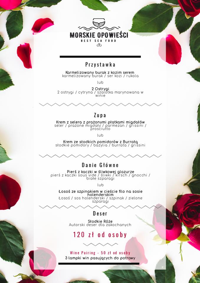 Menu at Restauracja Morskie Opowieści restaurant, Jarosławiec
