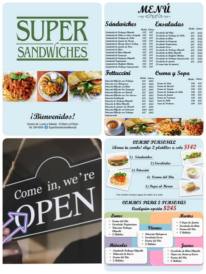 Menu at SUPER SANDWICHES restaurant, Mexicali
