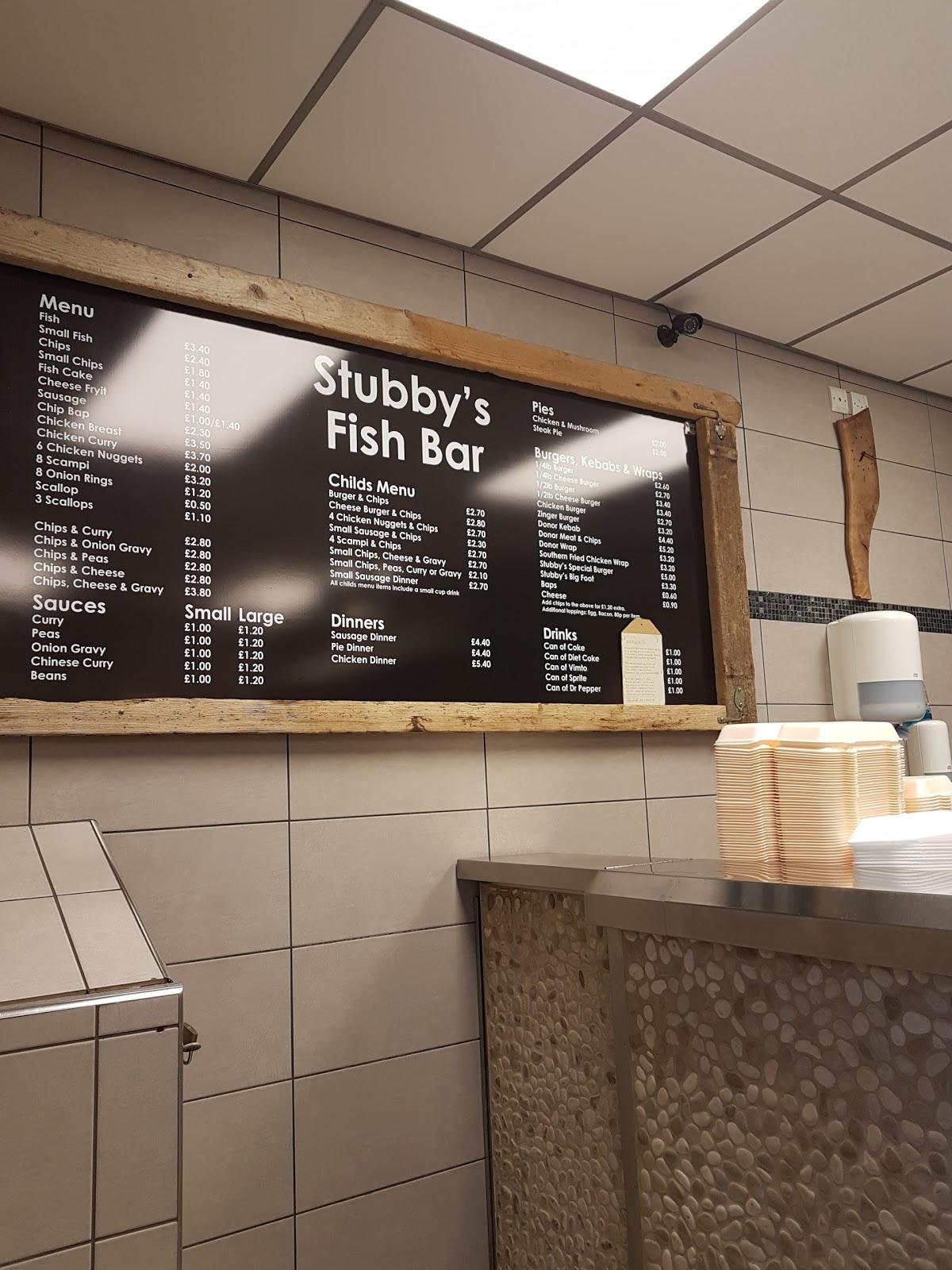 Menu at Stubby's Fish Bar, Wrexham
